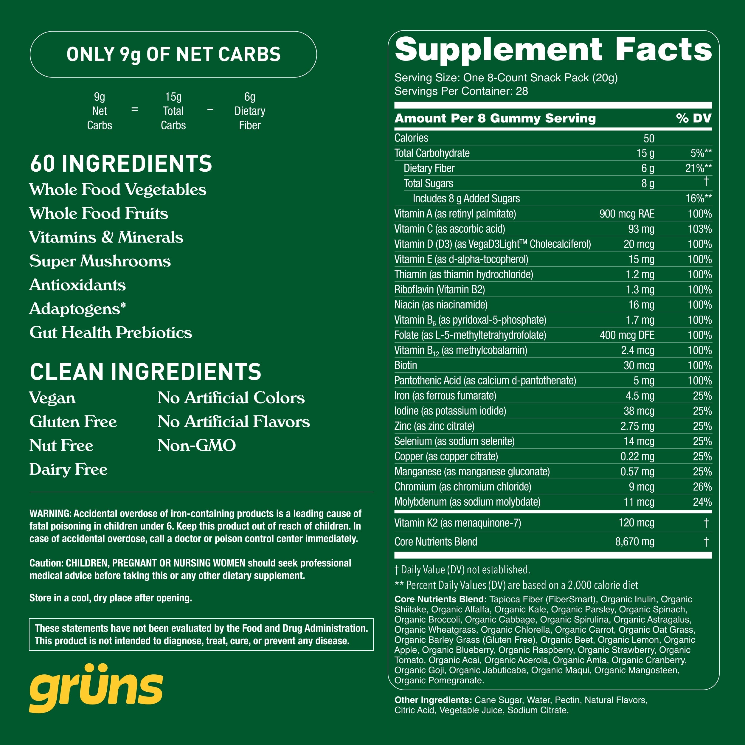 Grüns - Daily Gummies - Comprehensive Nutrition